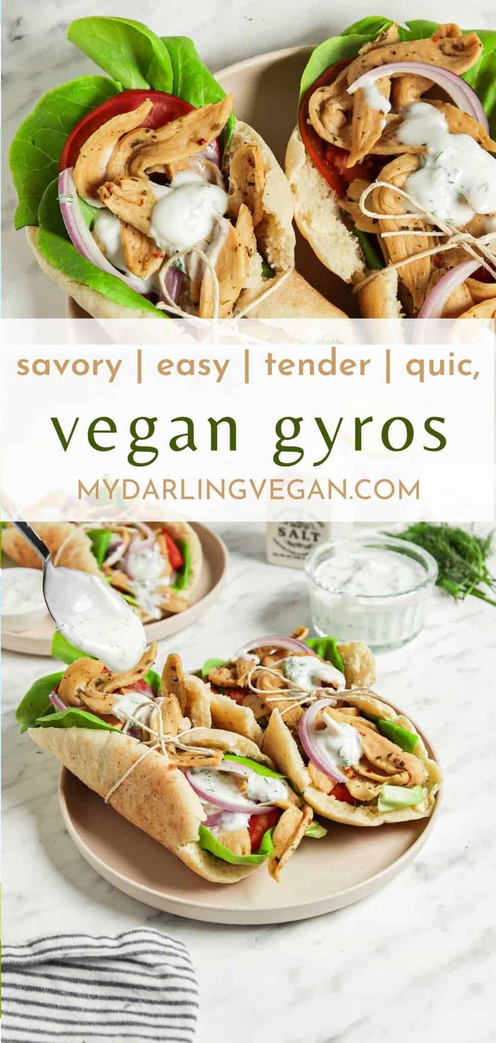 Best-Ever Vegan Gyros with Tzatziki Sauce - My Darling Vegan